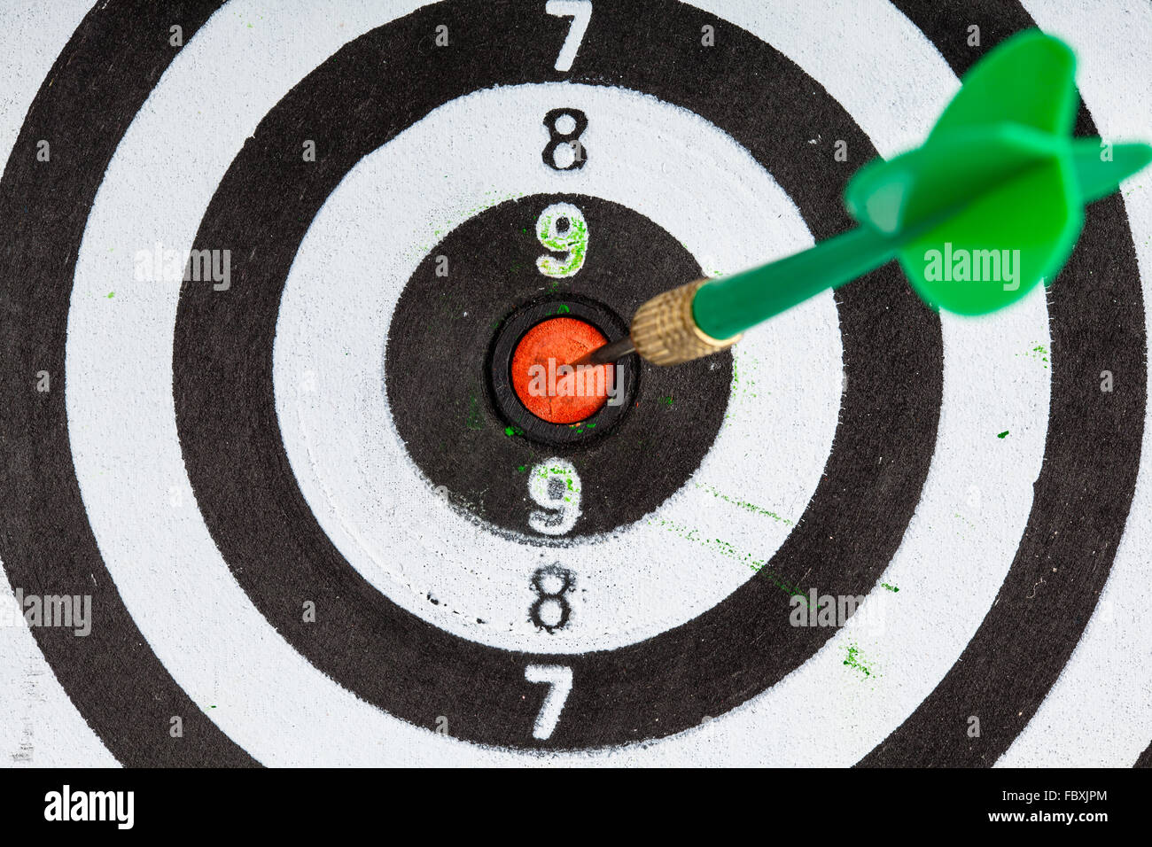 Bullseye. Black and white target with dart as sport background Stock ...