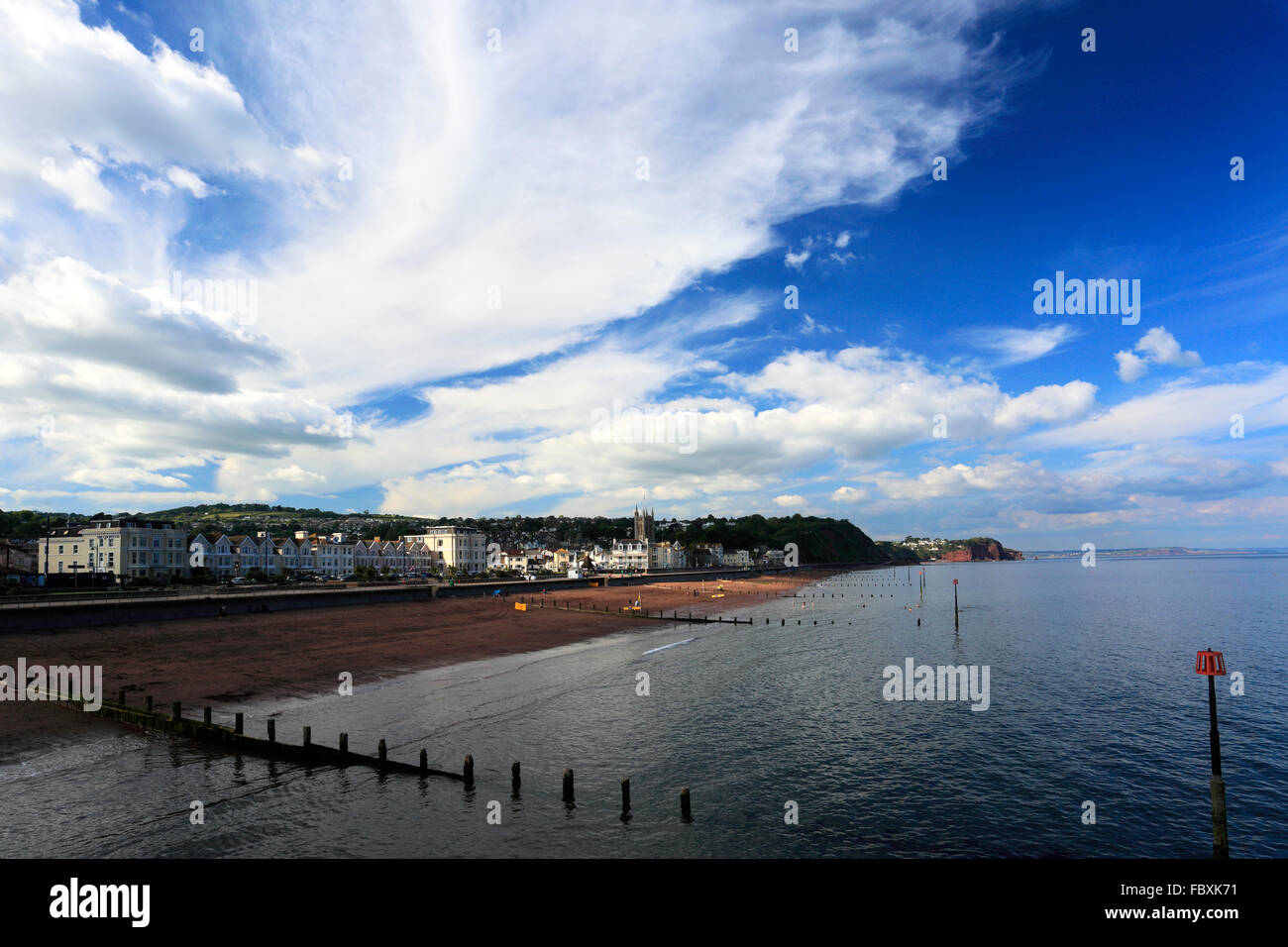 Summer, Teignmouth Beach and Promenade, English Riviera, Devon County ...