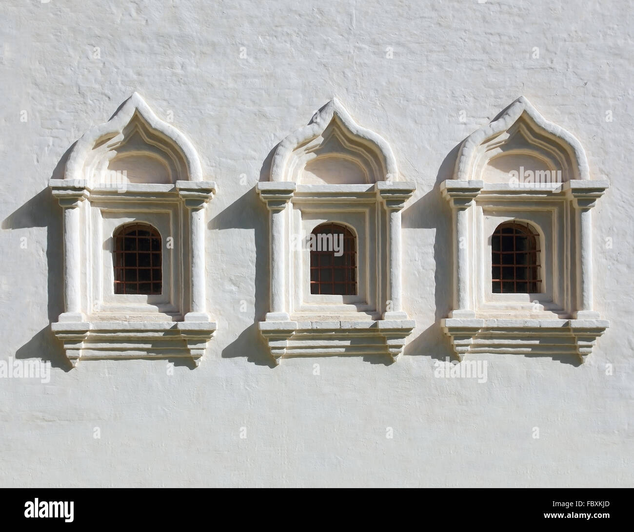 old russian building fragment with windows Stock Photo - Alamy