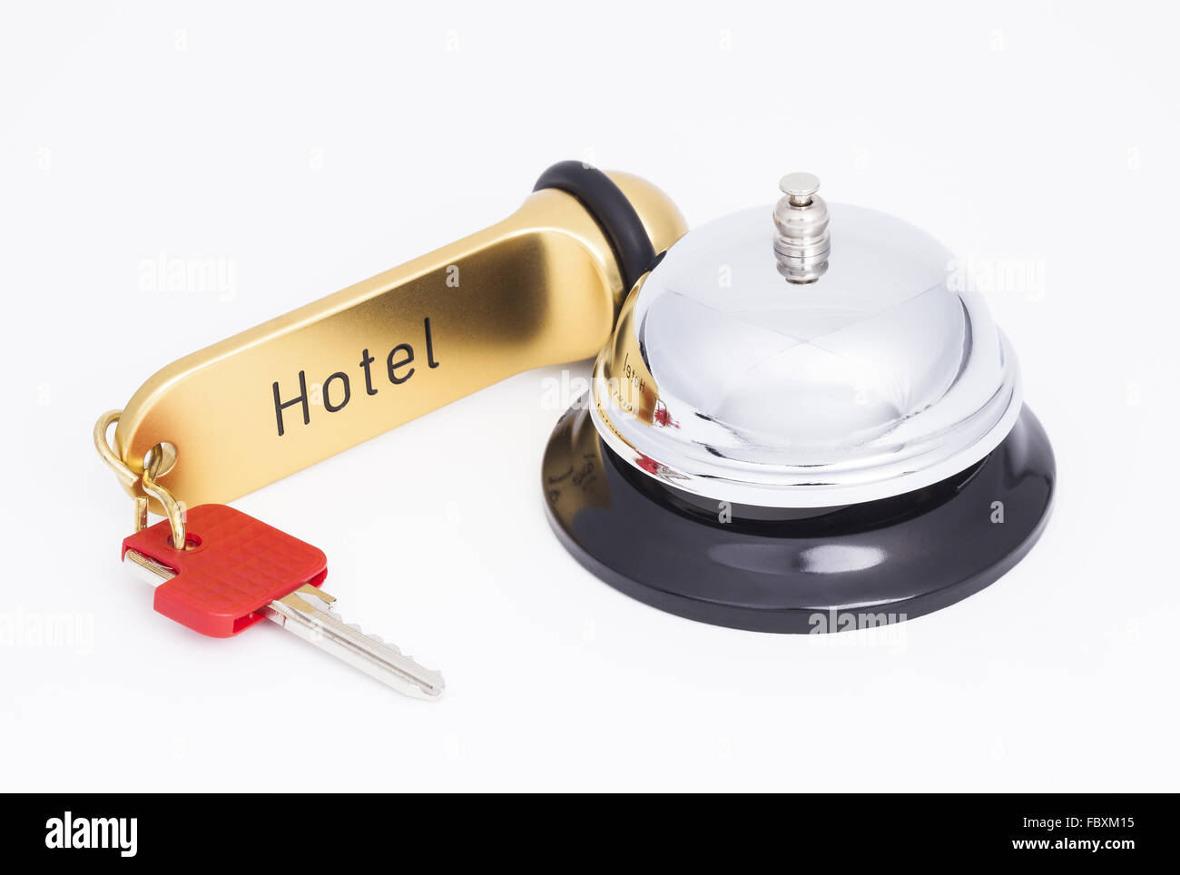 Reception bell and Hotelkey Stock Photo - Alamy