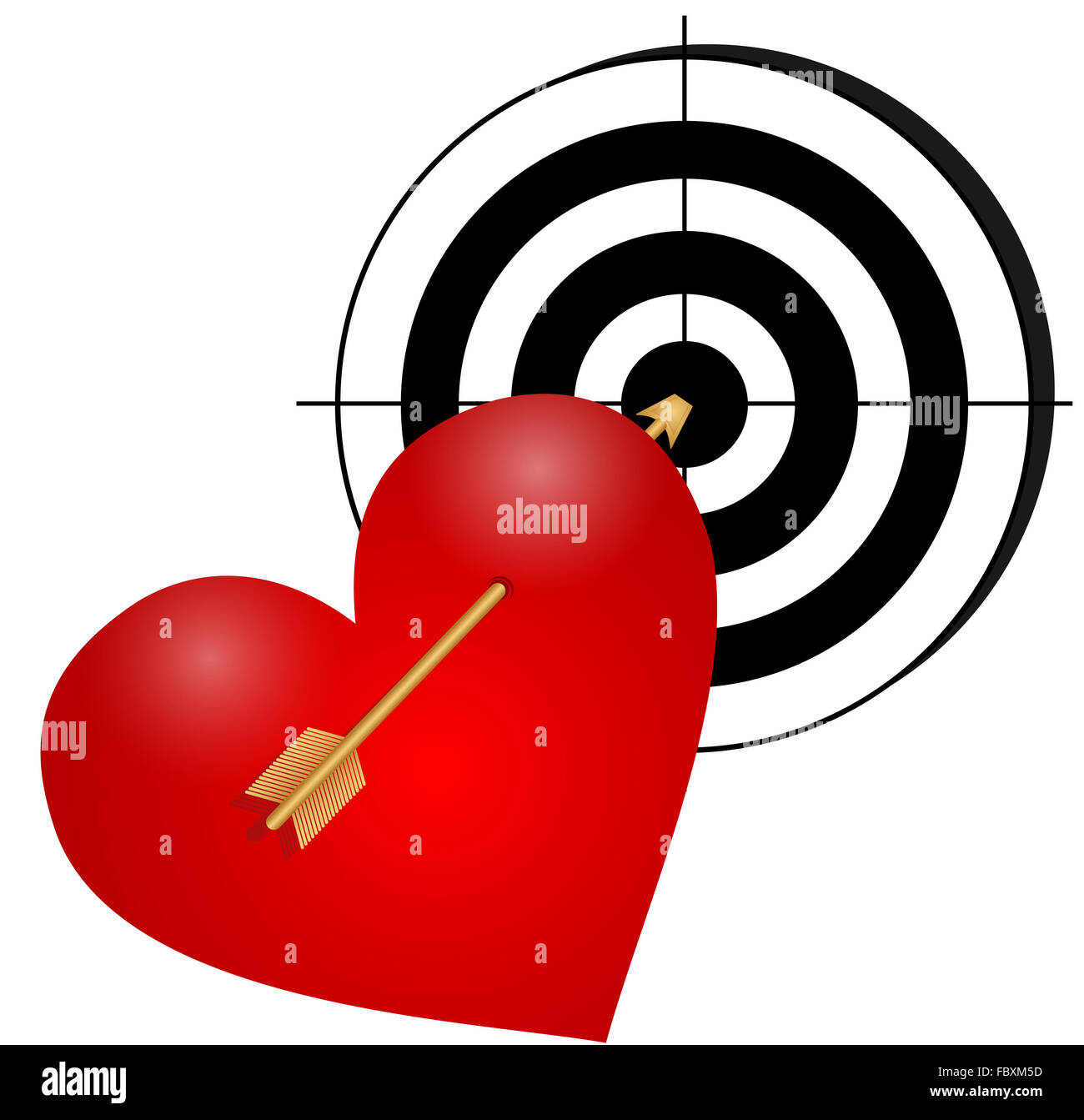 Heart with arrow and a target Stock Photo - Alamy