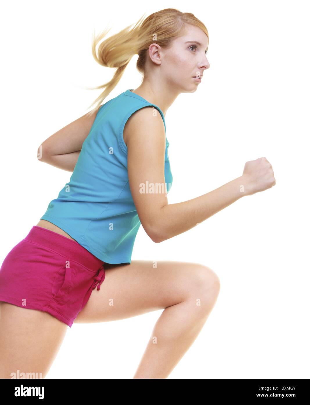 Fitness girl sport woman running jogging isolated Stock Photo - Alamy