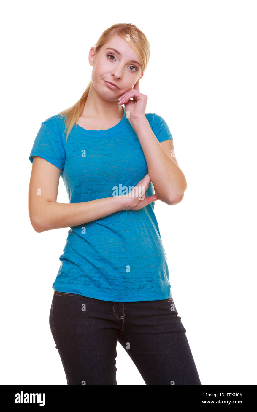 Blonde school girl not smile hi-res stock photography and images - Alamy
