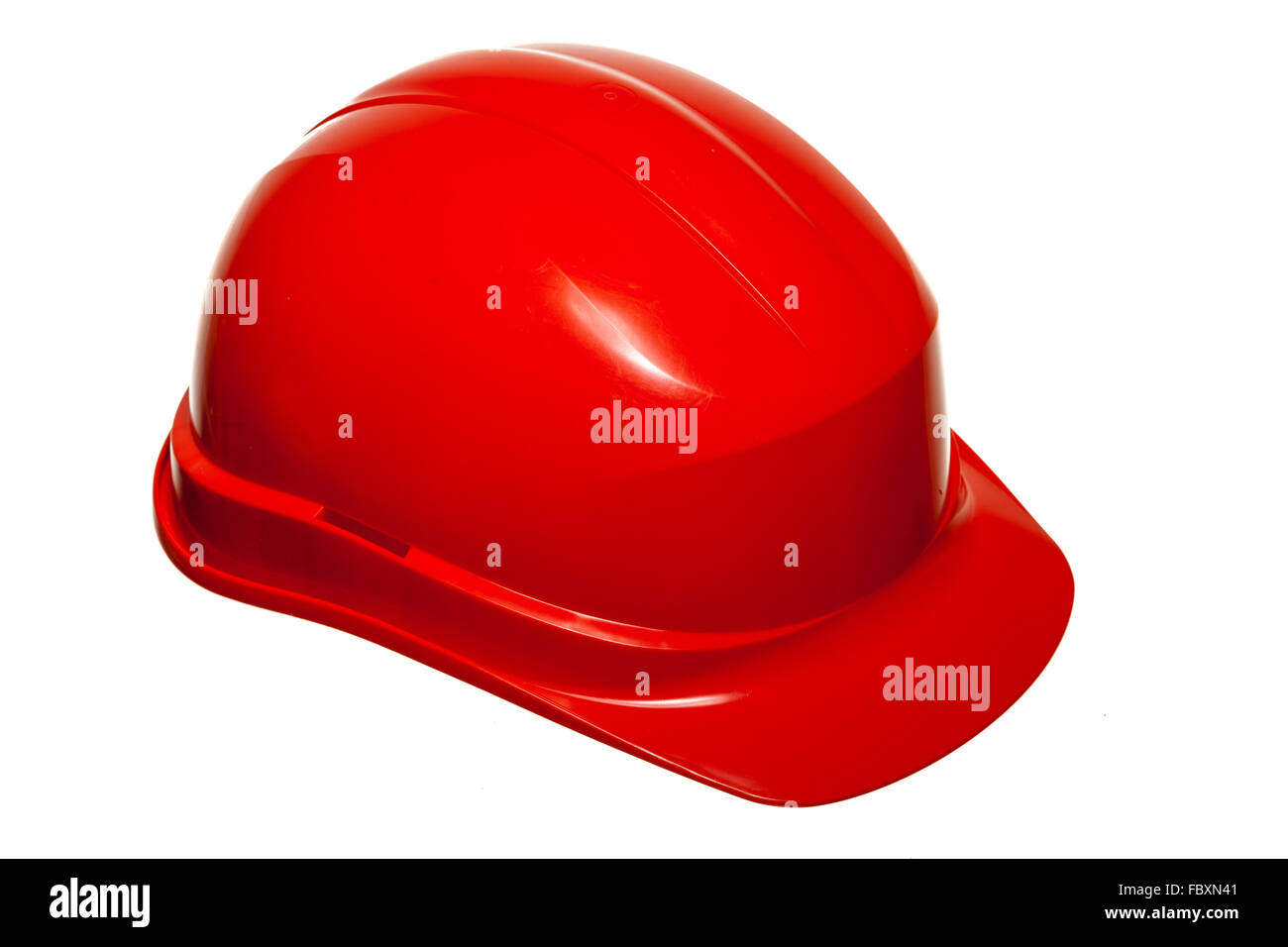 Red safety helmet of builder building worker isolated on white Stock ...