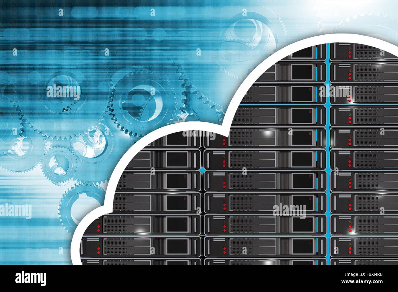 Cloud Hosting Concept Illustration. Technology Blue Background and ...