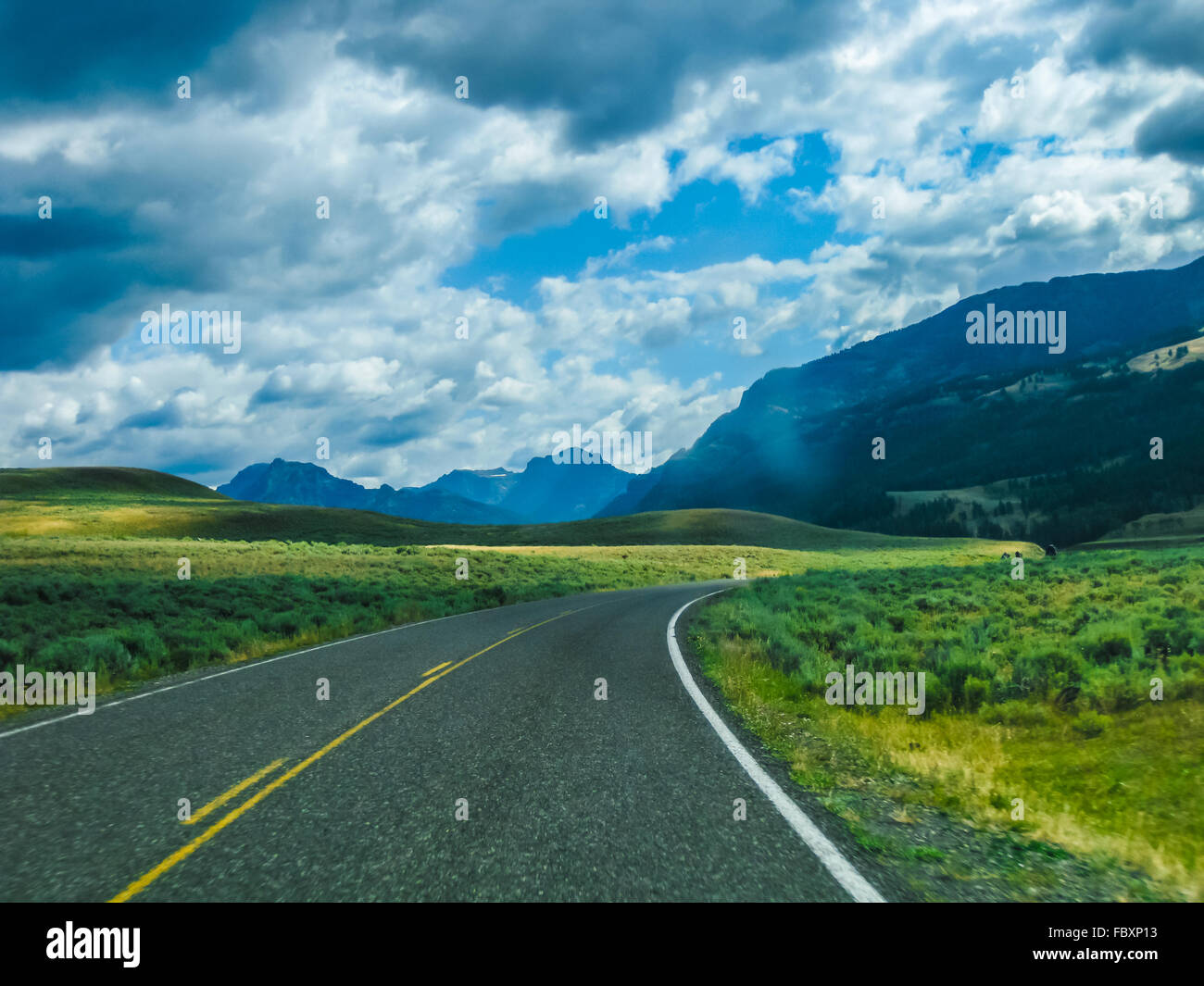 Yellowstone road hi-res stock photography and images - Alamy