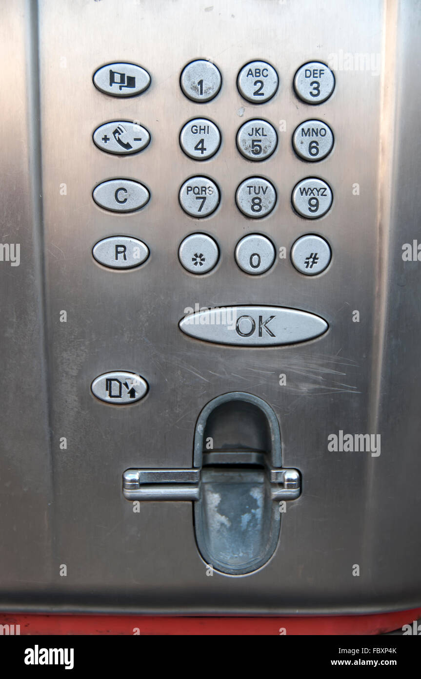 Metal keypad of used public phone Stock Photo - Alamy