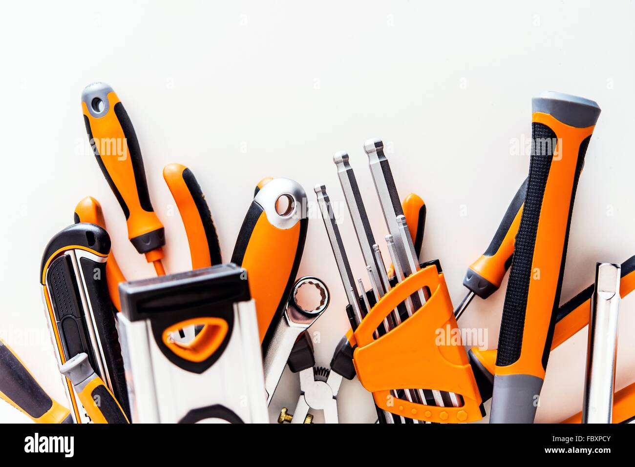 Garage Tools Set Isolated on White. Professional Tools Stock Photo - Alamy