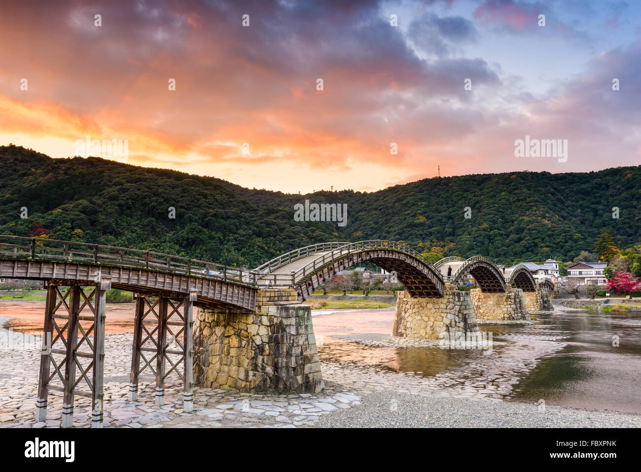 Kintaikyo Bridge of Iwakuni, Japan Stock Photo - Alamy