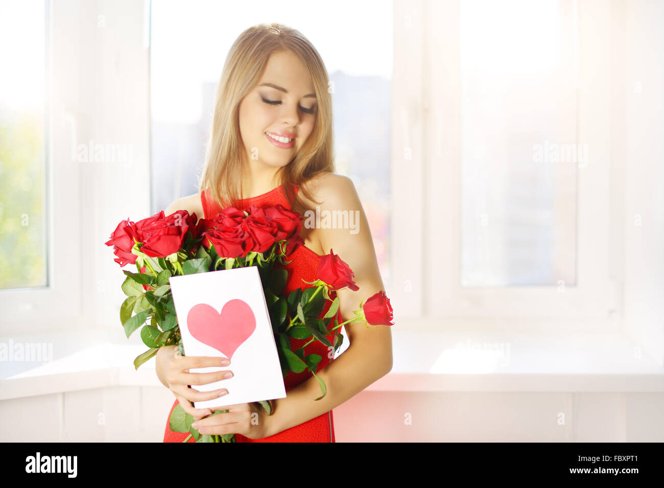 Beautiful girl red rose hi-res stock photography and images - Alamy