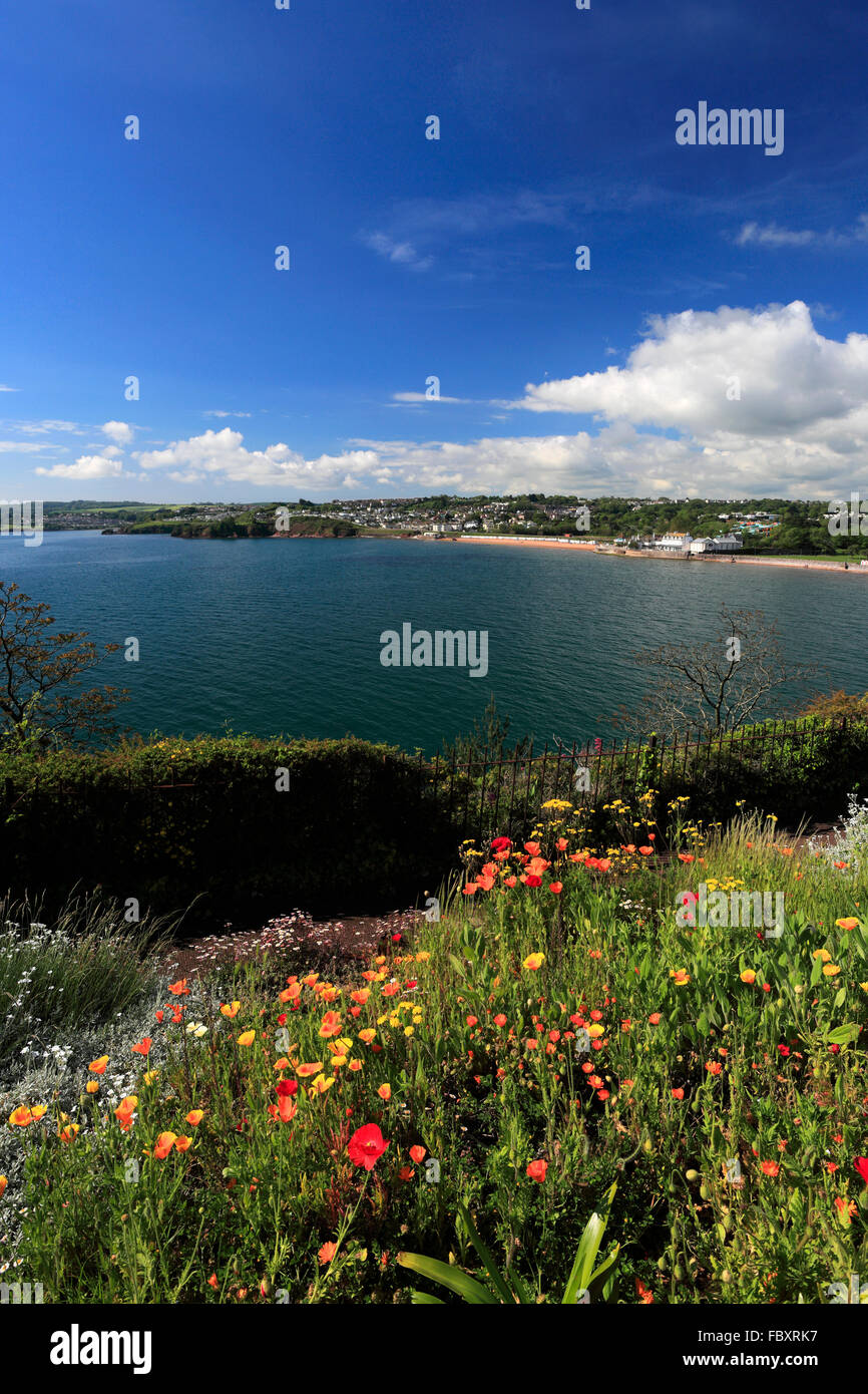 The sweeping Goodrington Sands beach, Torbay, English Riviera, Devon ...