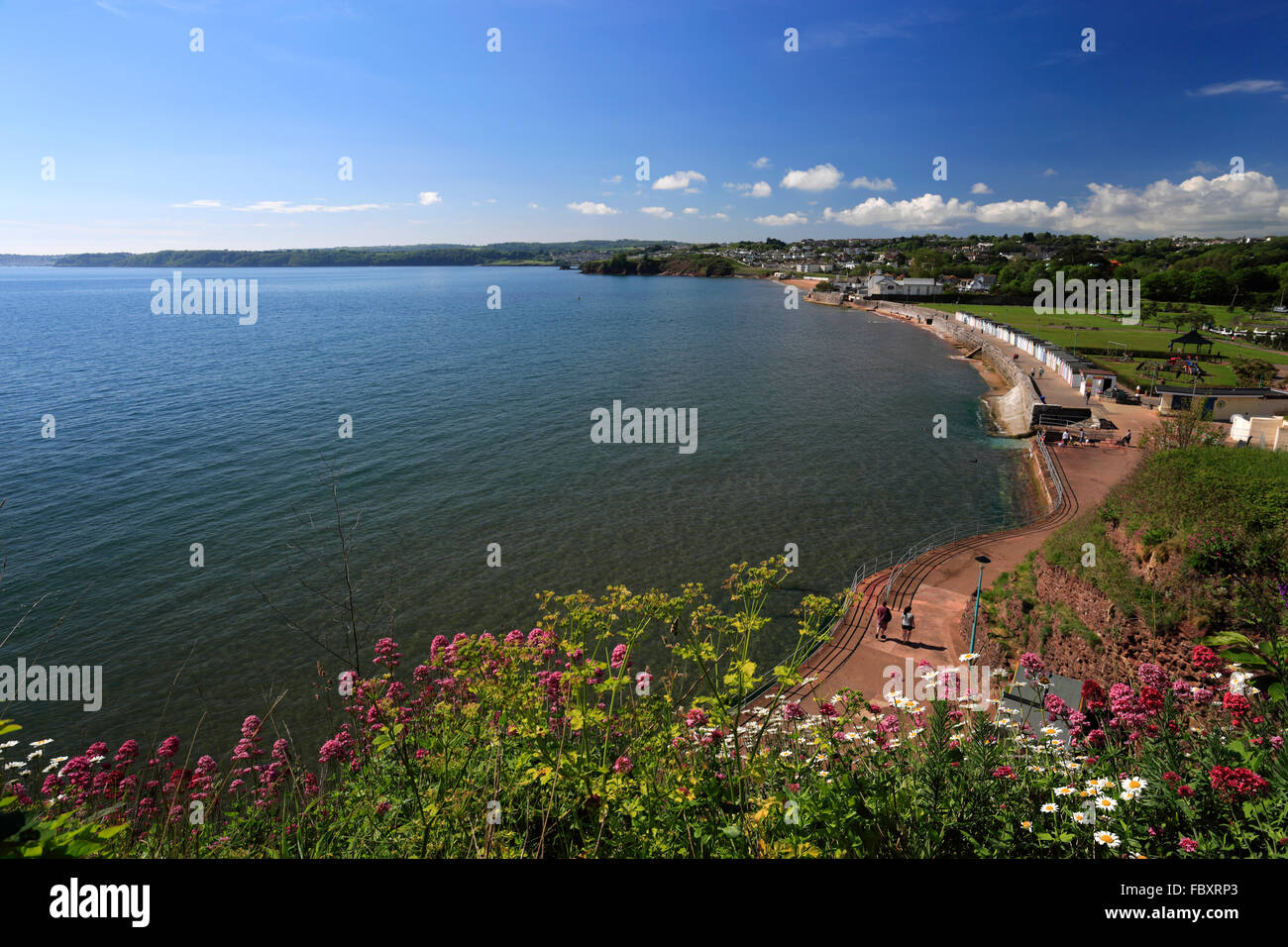 The sweeping Goodrington Sands beach, Torbay, English Riviera, Devon ...