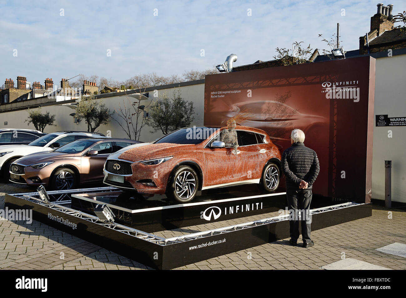 London, UK. 19th Jan, 2016. Art sculpture of a Infiniti Q30 car ...