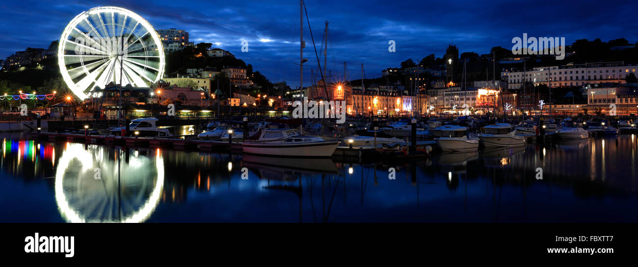 Torquay harbour at night, Torbay, English Riviera, Devon County ...