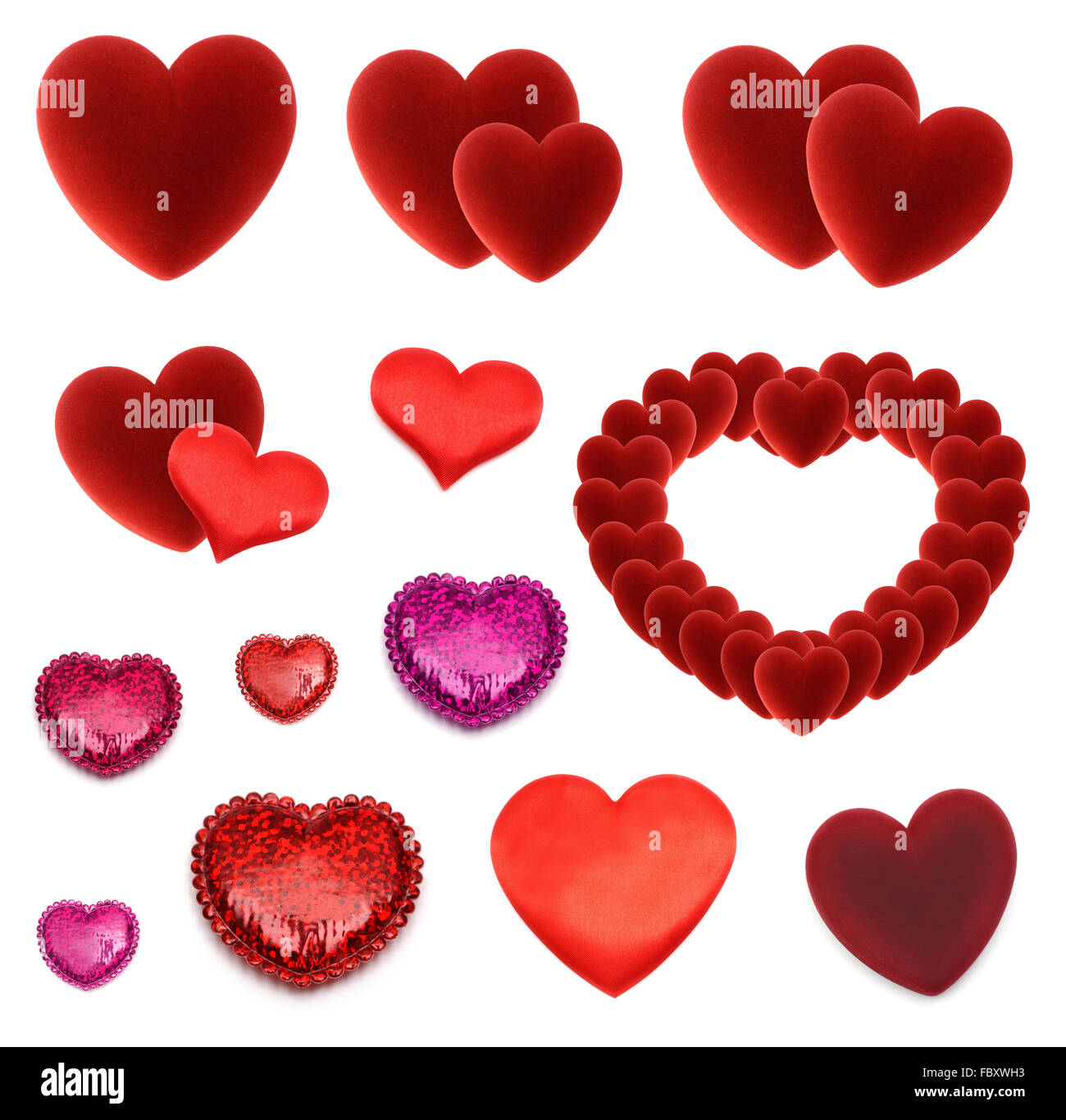 set of many isolated red hearts Stock Photo - Alamy