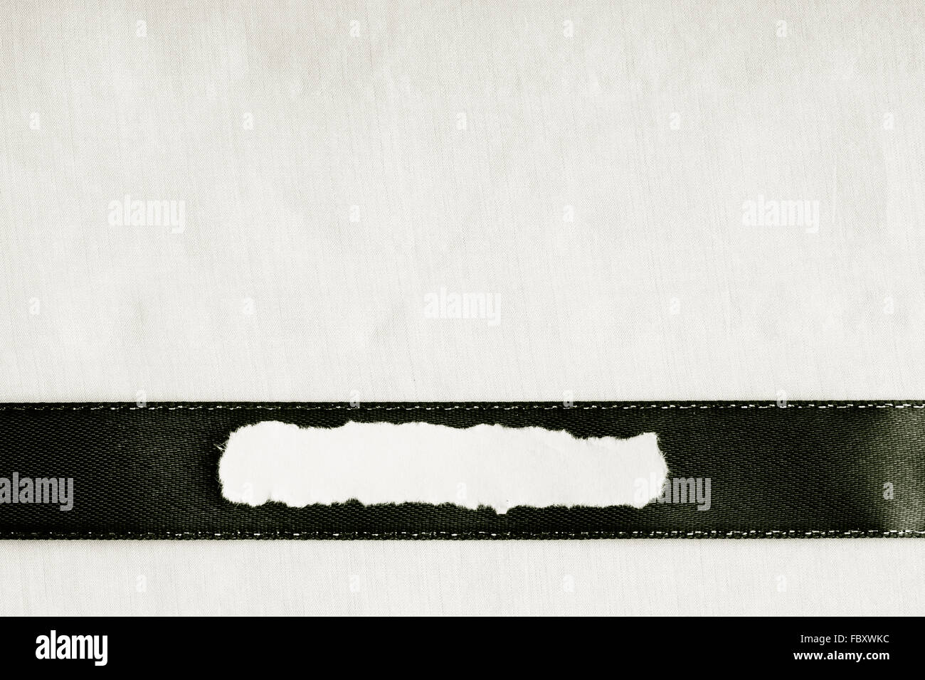Piece scrap paper blank copy space black ribbon cloth background Stock ...