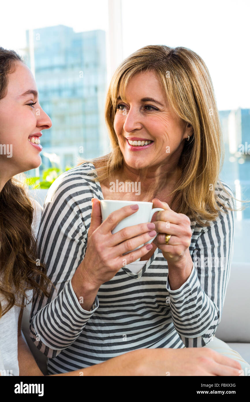 Mother and daughter drink tea Stock Photo - Alamy