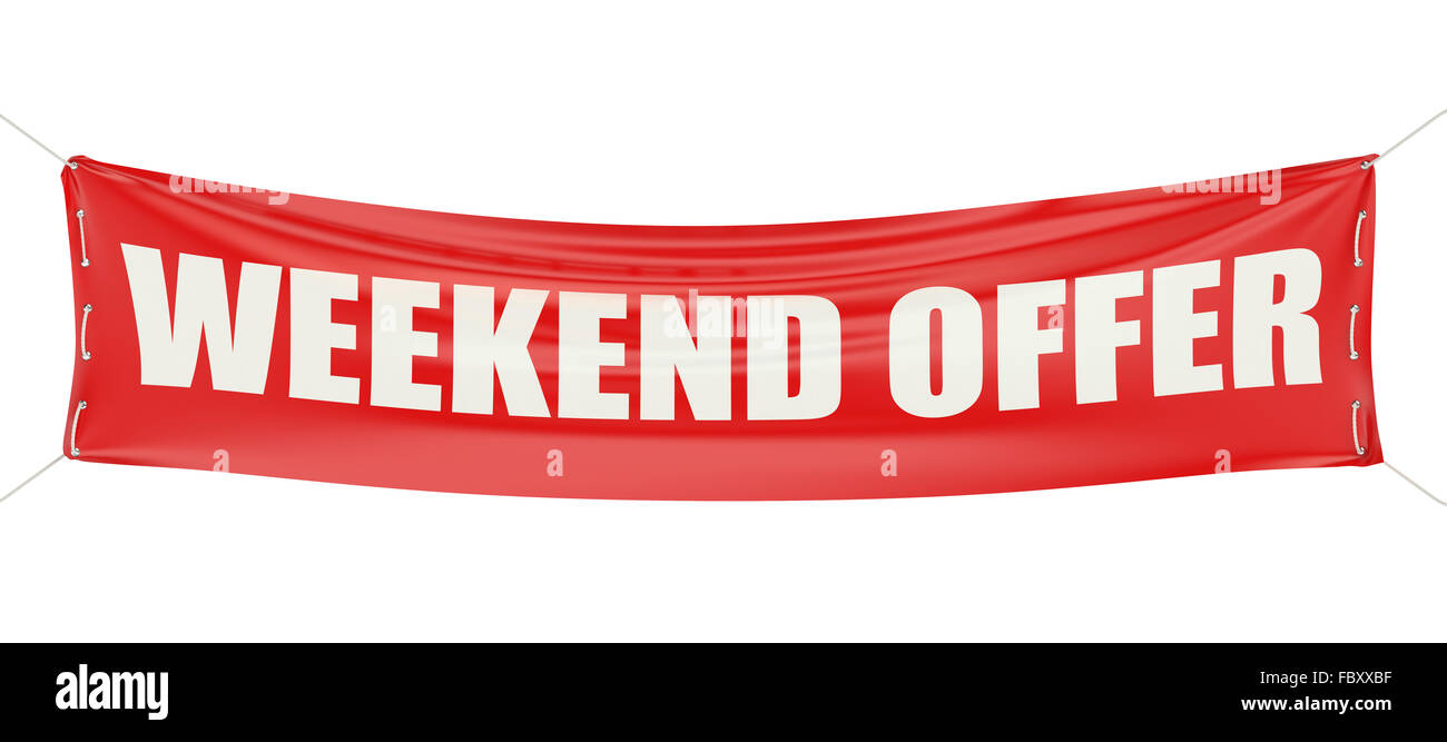 Weekend offer concept on the red banner Stock Photo - Alamy