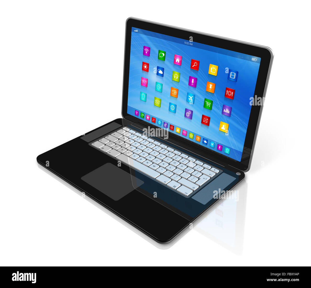 Laptop Computer - apps icons interface Stock Photo - Alamy