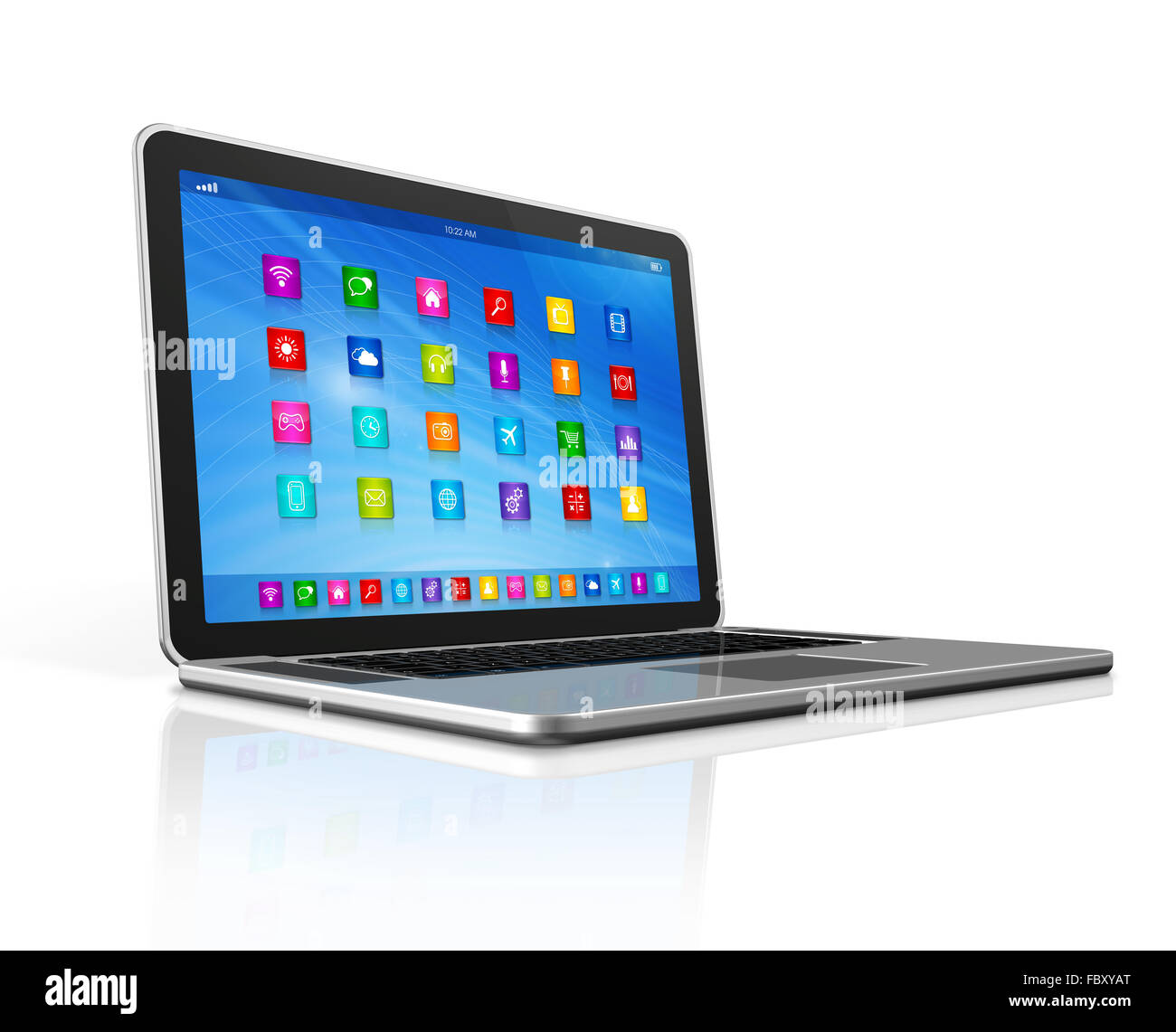 Laptop Computer - apps icons interface Stock Photo - Alamy