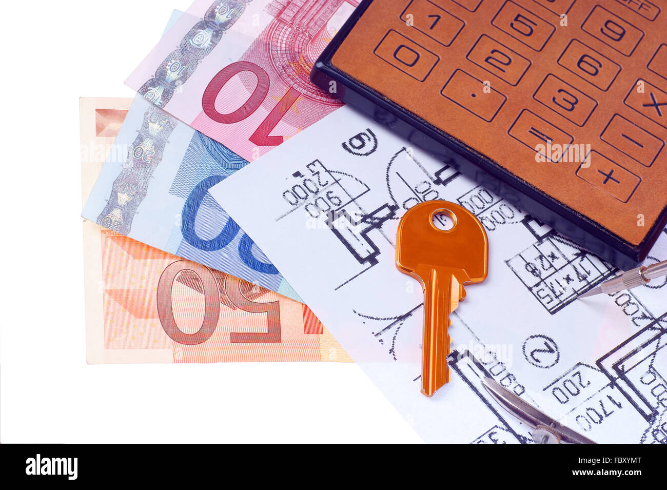 calculator and euromoney note Stock Photo - Alamy