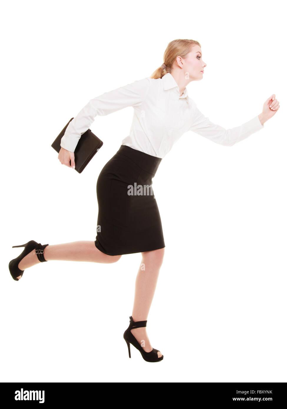 Business concept. Woman running in full body isolated Stock Photo - Alamy