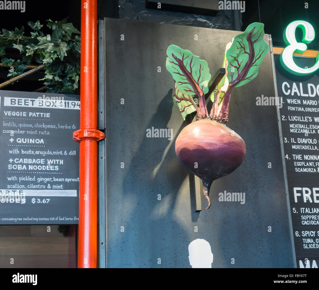 A decorative beet marks the location of the Little Beet stand in The ...