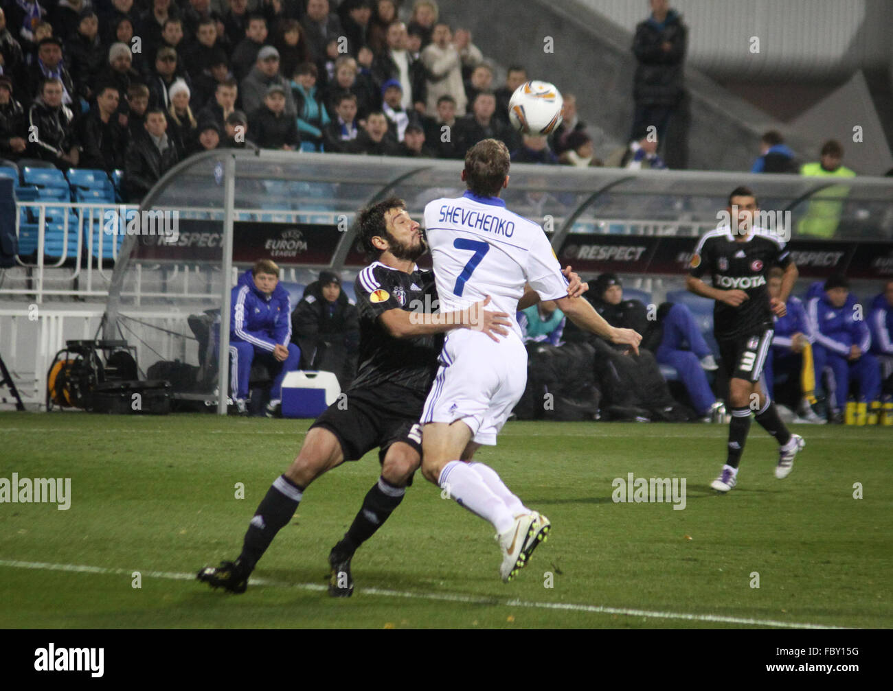 KYIV, UKRAINE - OCTOBER 20, 2011: Andriy Shevchenko of Dynamo Kyiv (R ...