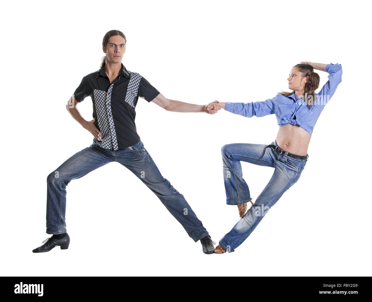 Dancing couple isolated over white background Stock Photo - Alamy