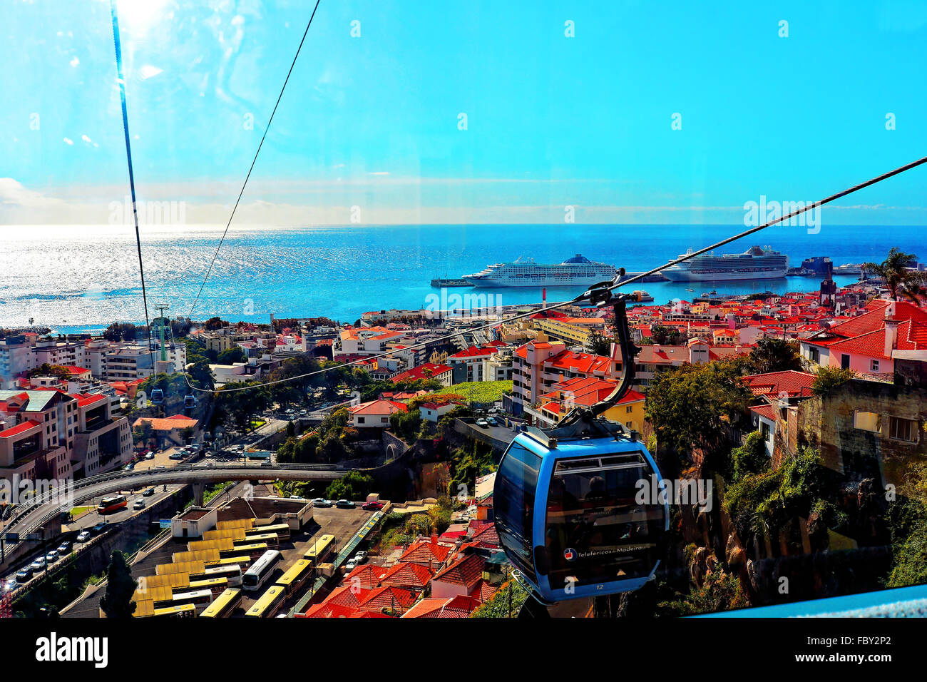 Madeira Funchal cable car ride to Monte bay view Stock Photo - Alamy