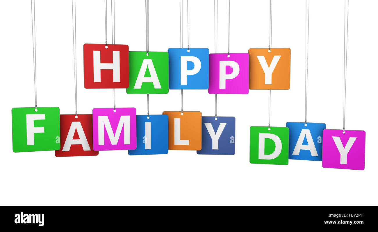 Happy family day sign and letters on colorful paper tags isolated on ...