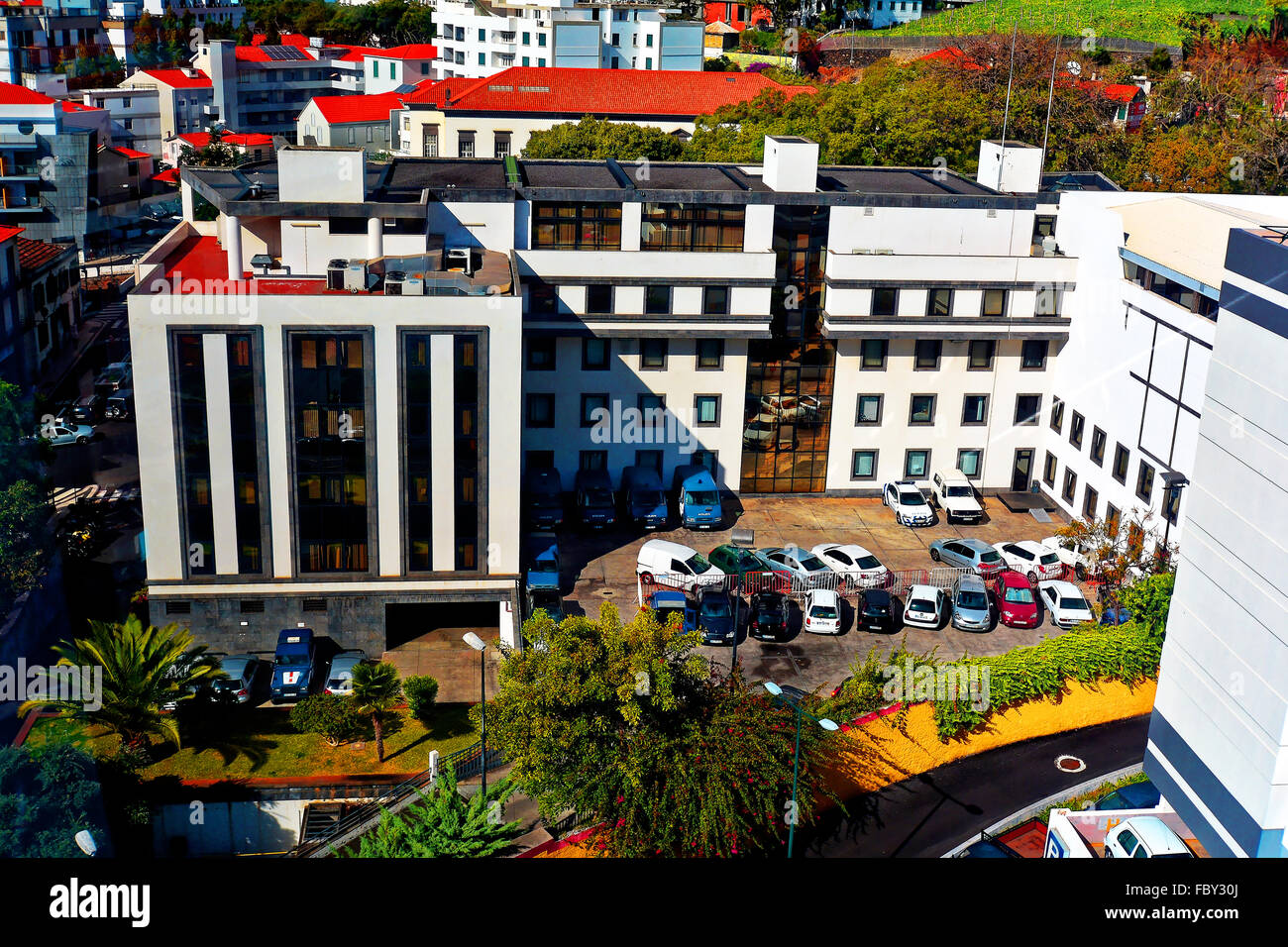 Madeira Funchal Police Station HQ and car park Stock Photo - Alamy