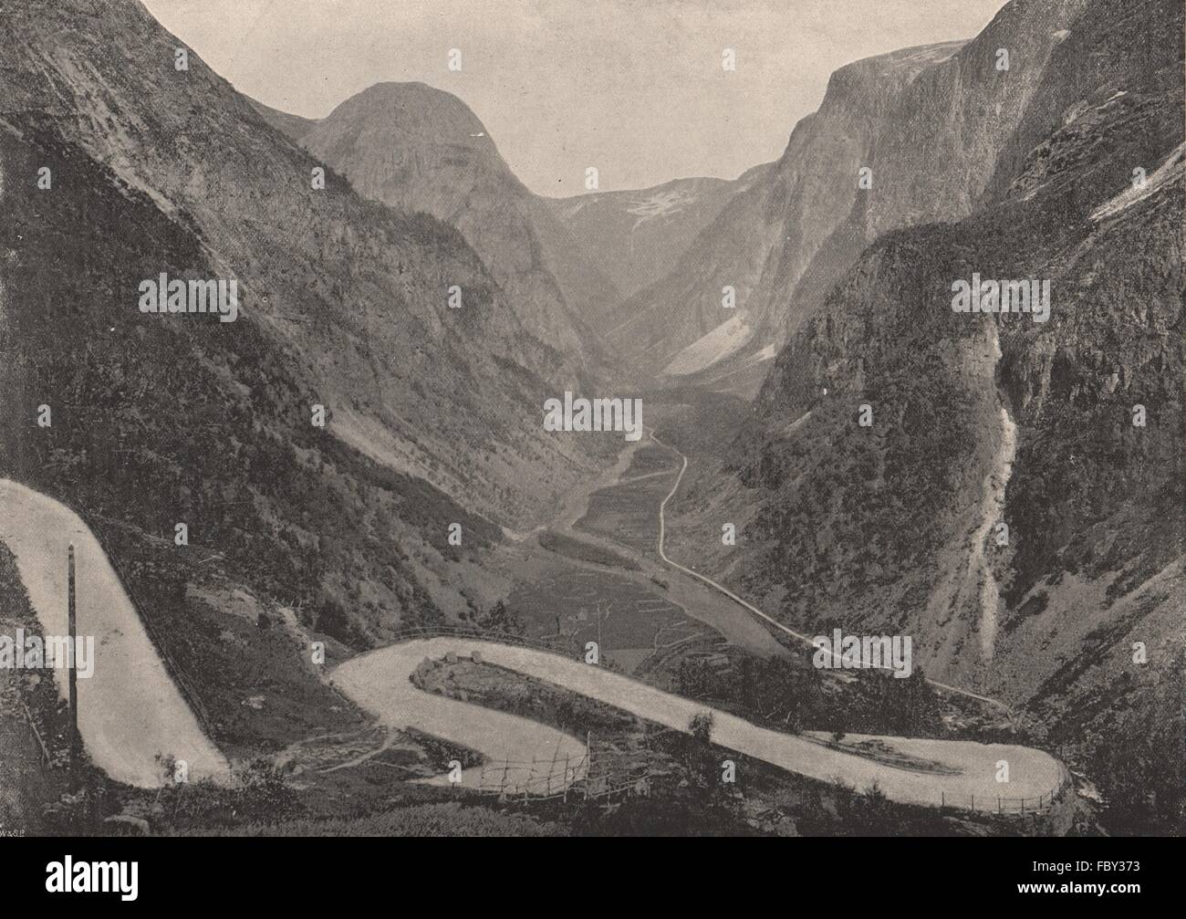 STALHEIM. The Zig-Zag road and waterfalls. Norway, antique print 1895 ...