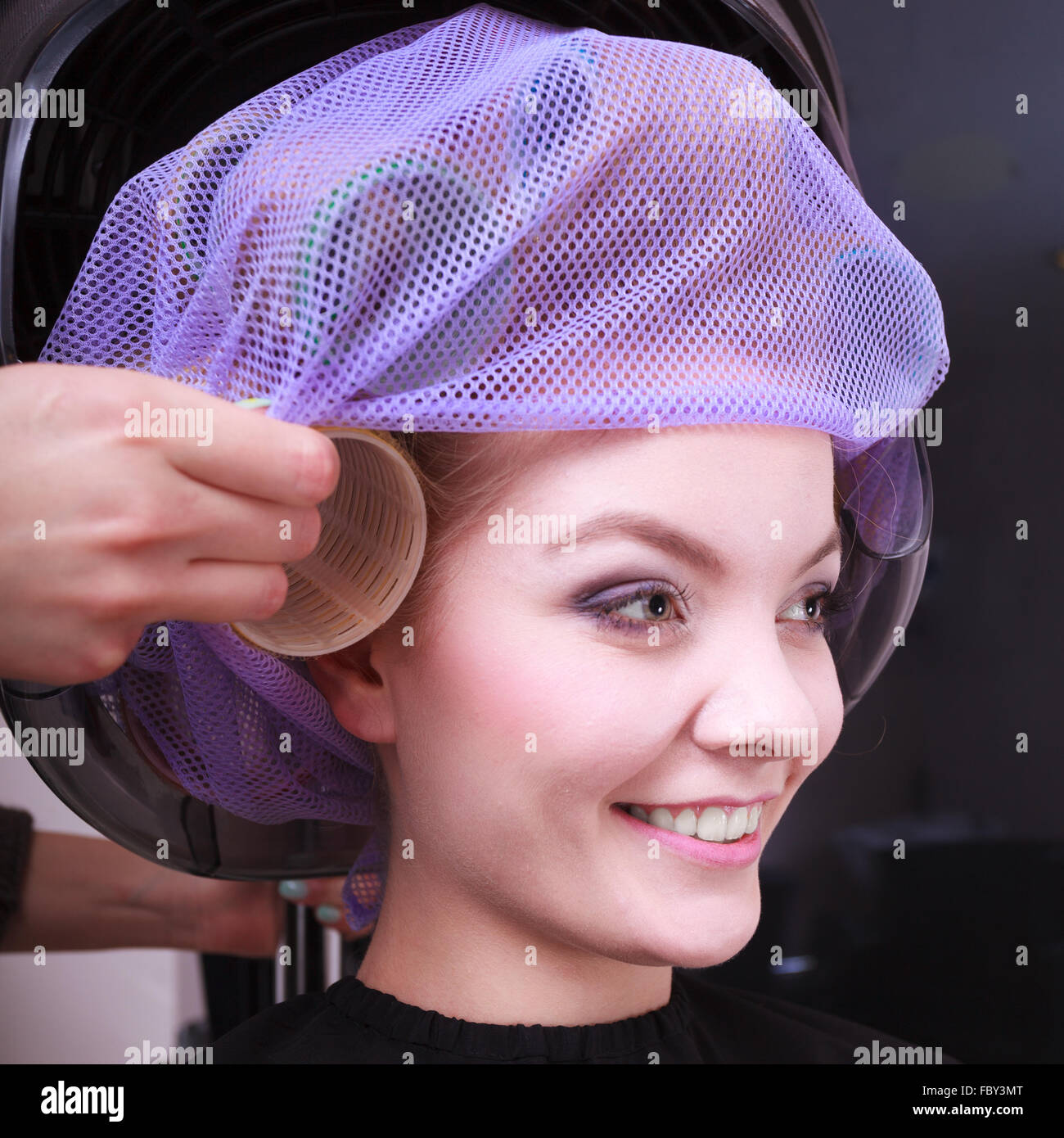 Woman hair in curlers net hi-res stock photography and images - Alamy