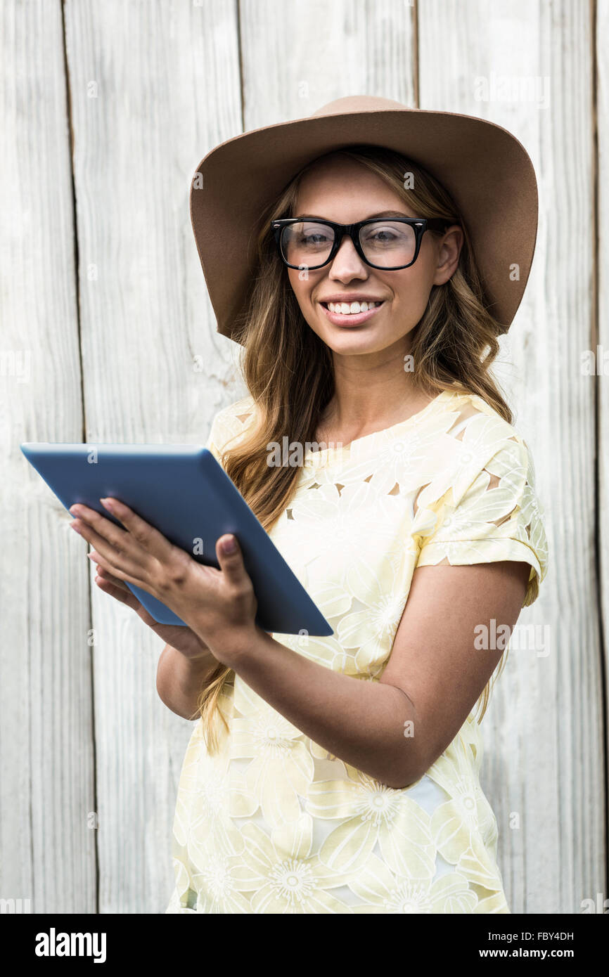 Pretty women using tablet Stock Photo - Alamy