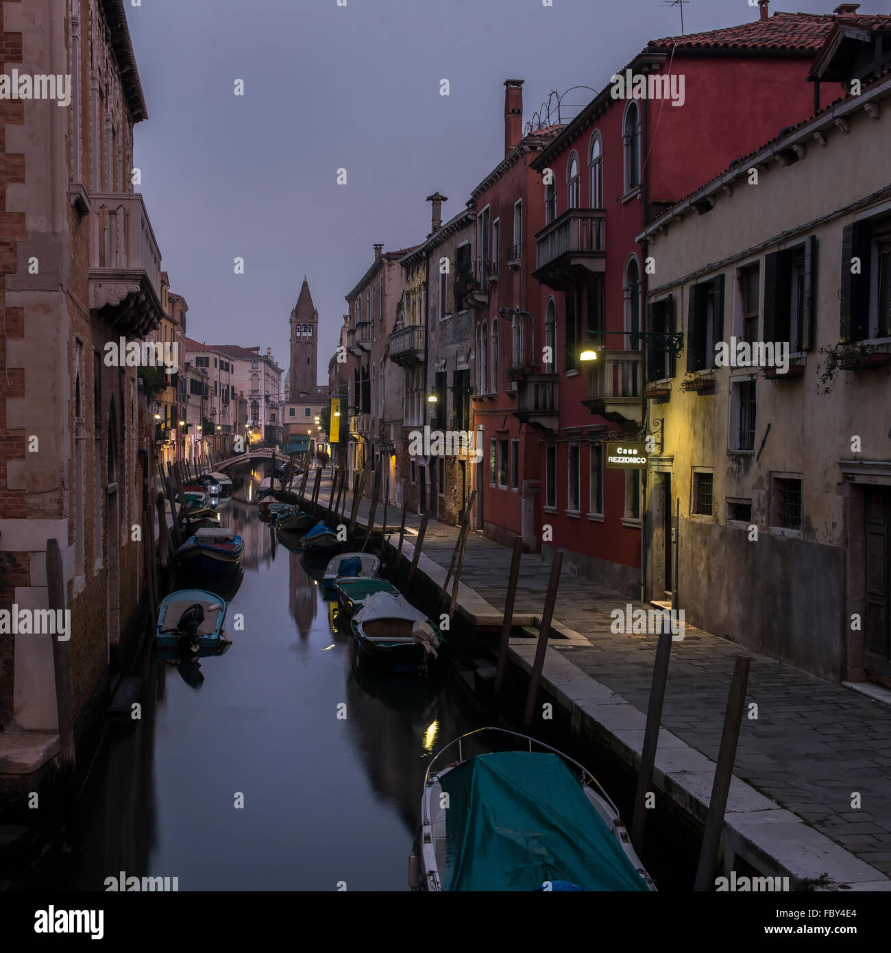 view at dusk on a canal in Venice Stock Photo - Alamy