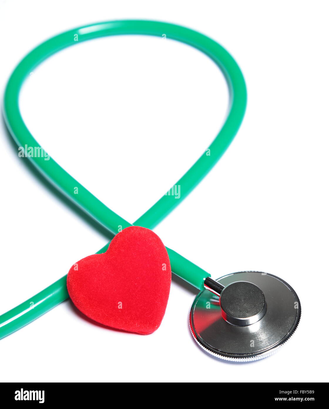 Red heart and green stethoscope isolated Stock Photo - Alamy