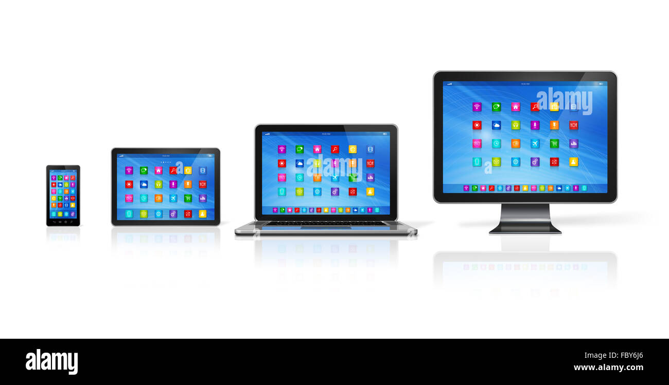 Computer devices set Cut Out Stock Images & Pictures - Alamy