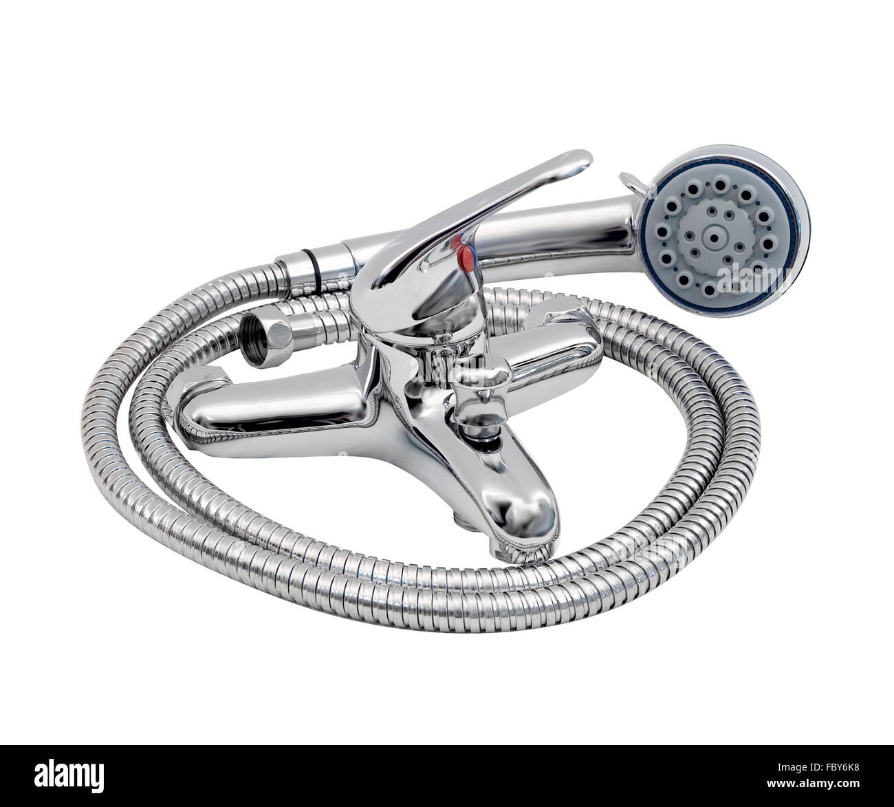 set of sanitary taps and shower faucet heads isolated on white with ...