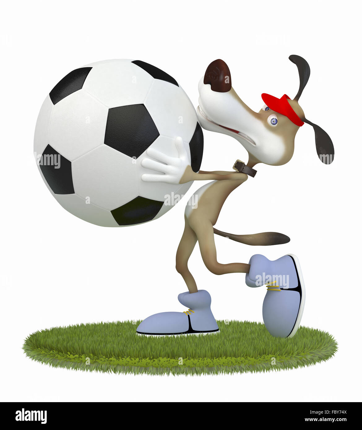 Amusing 3d dog football player Stock Photo - Alamy