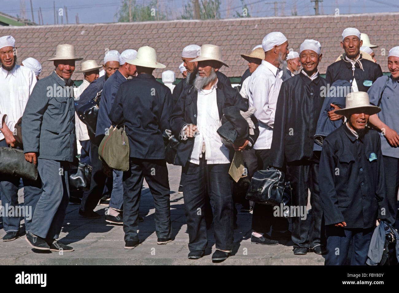Chinese Muslim pilgrims at Yinchuan railway station, Ningxia Autonomous ...