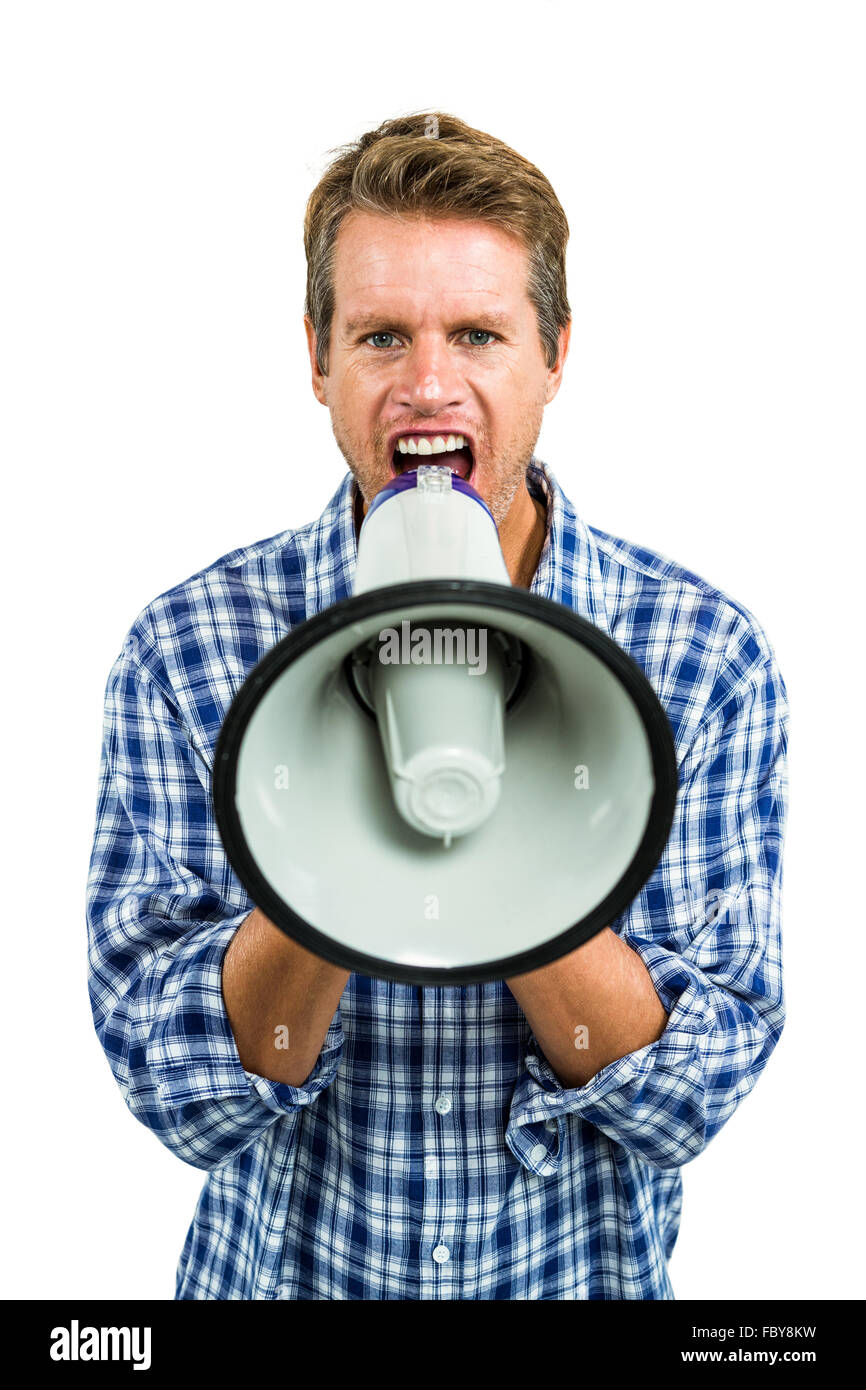 Man shouting through megaphone High Resolution Stock Photography and ...