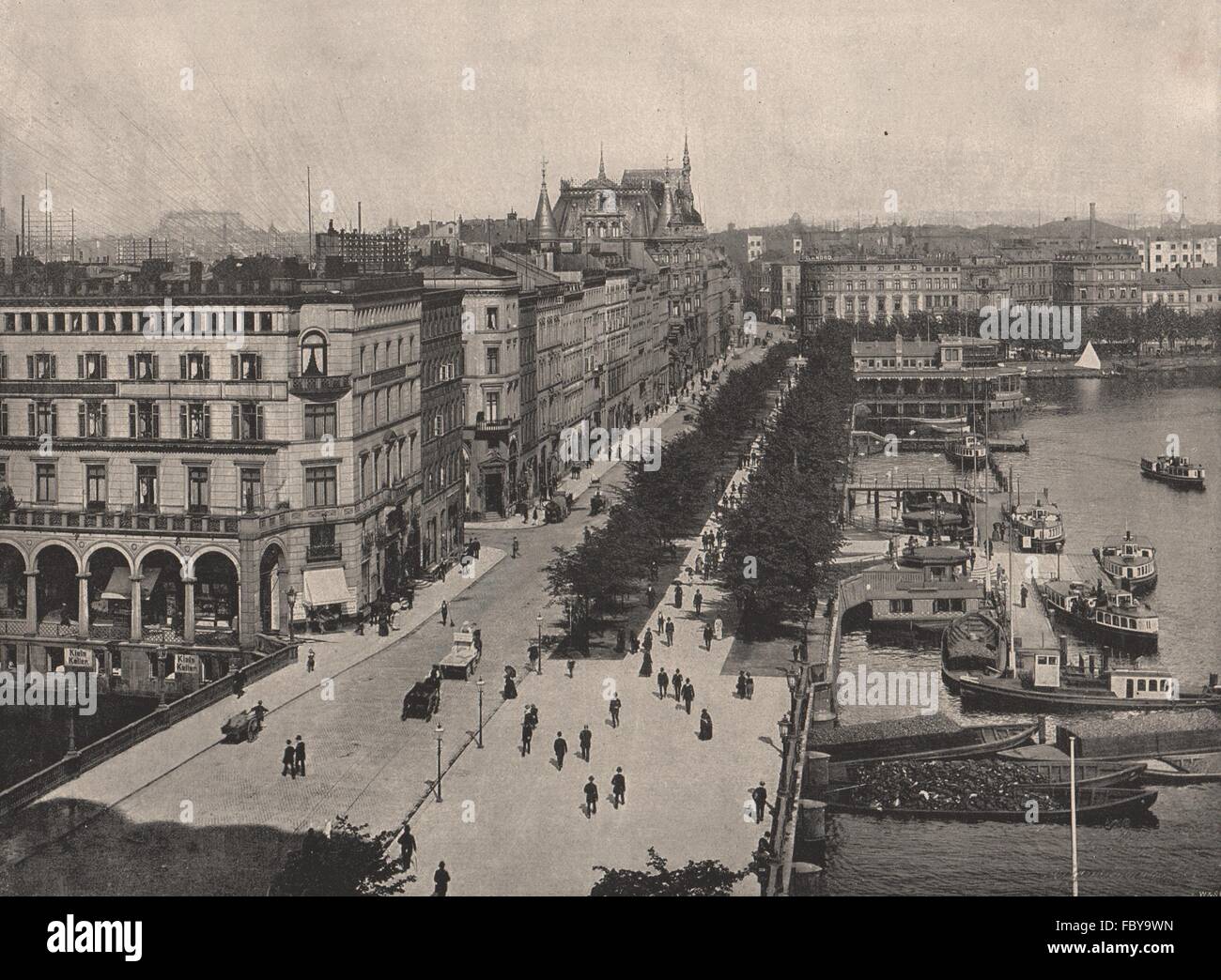 HAMBURG. The Jungfernstieg. Germany, antique print 1895 Stock Photo - Alamy