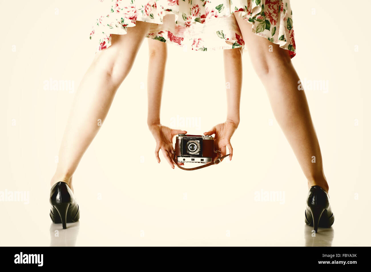 Woman legs up vintage hi-res stock photography and images - Alamy