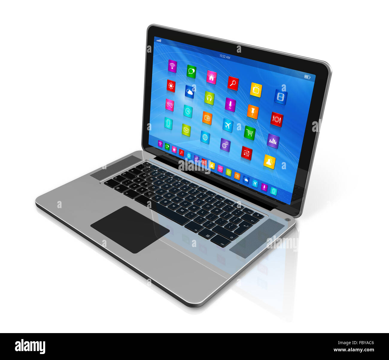 Laptop Computer - apps icons interface Stock Photo - Alamy