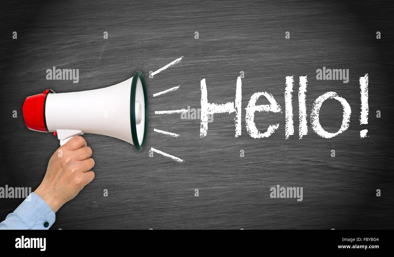 Hello megaphone hello text speech hi-res stock photography and images ...