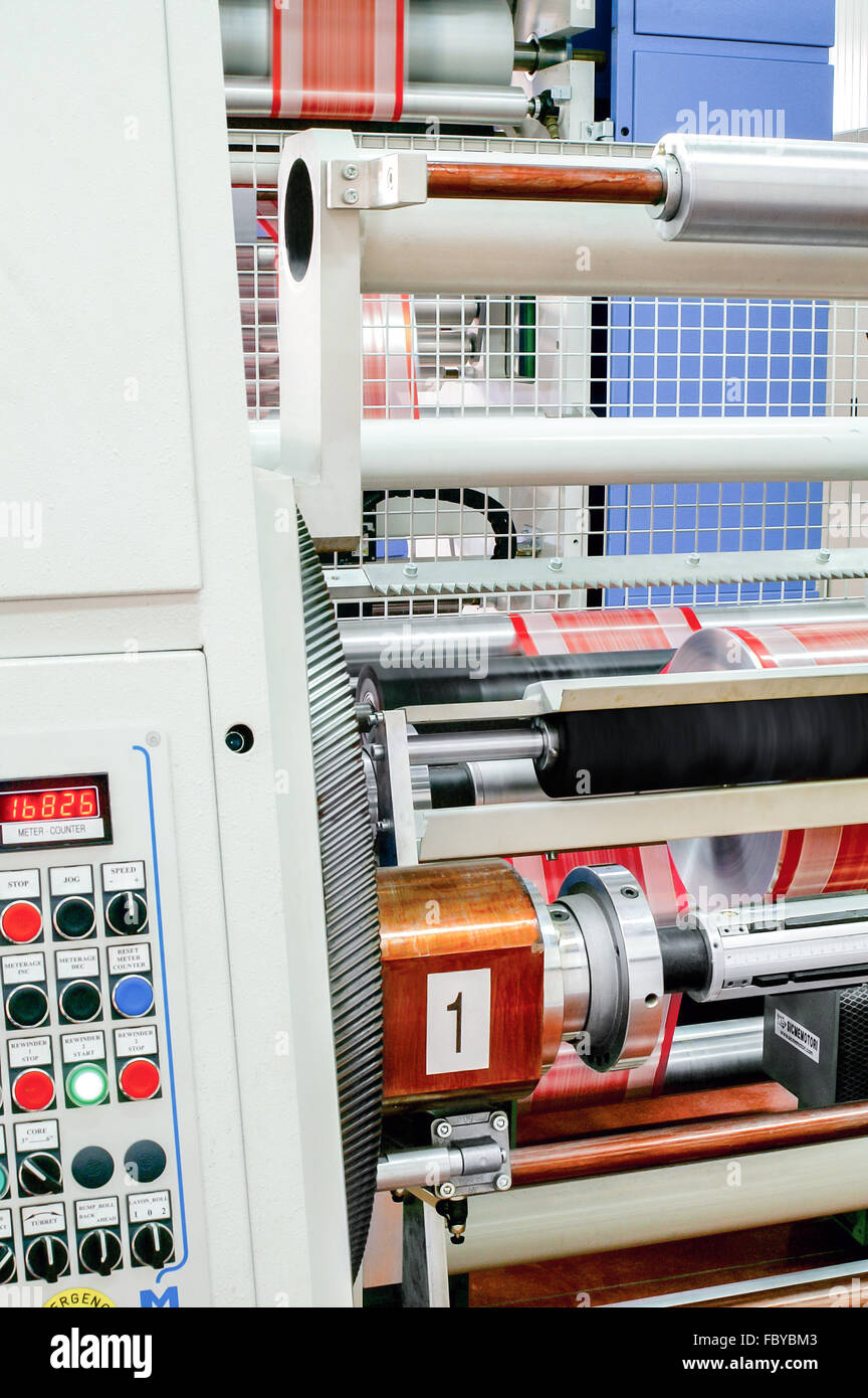 Detail of flexo drum press for label printing - flexography also called ...