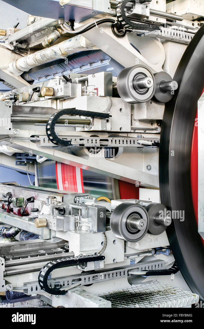 Detail of flexo drum press for label printing - flexography also called ...