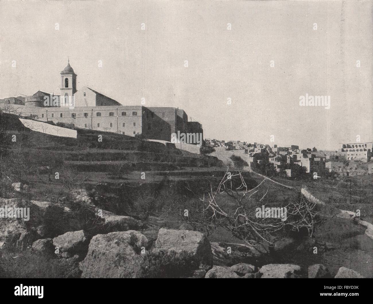 BETHLEHEM. The town and the Church of the Nativity. Israel, antique ...