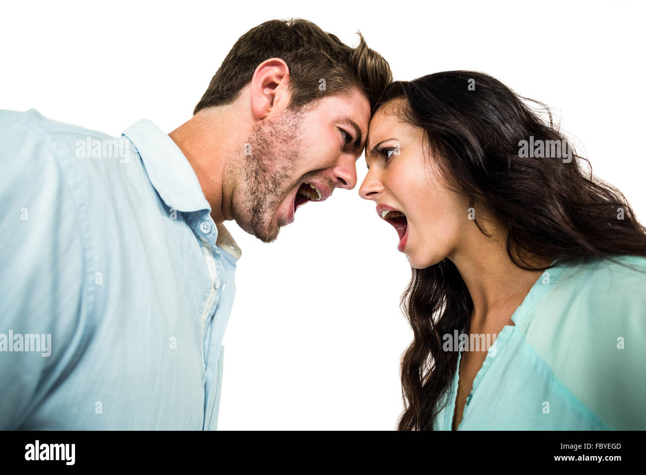 Couple screaming and arguing Stock Photo - Alamy